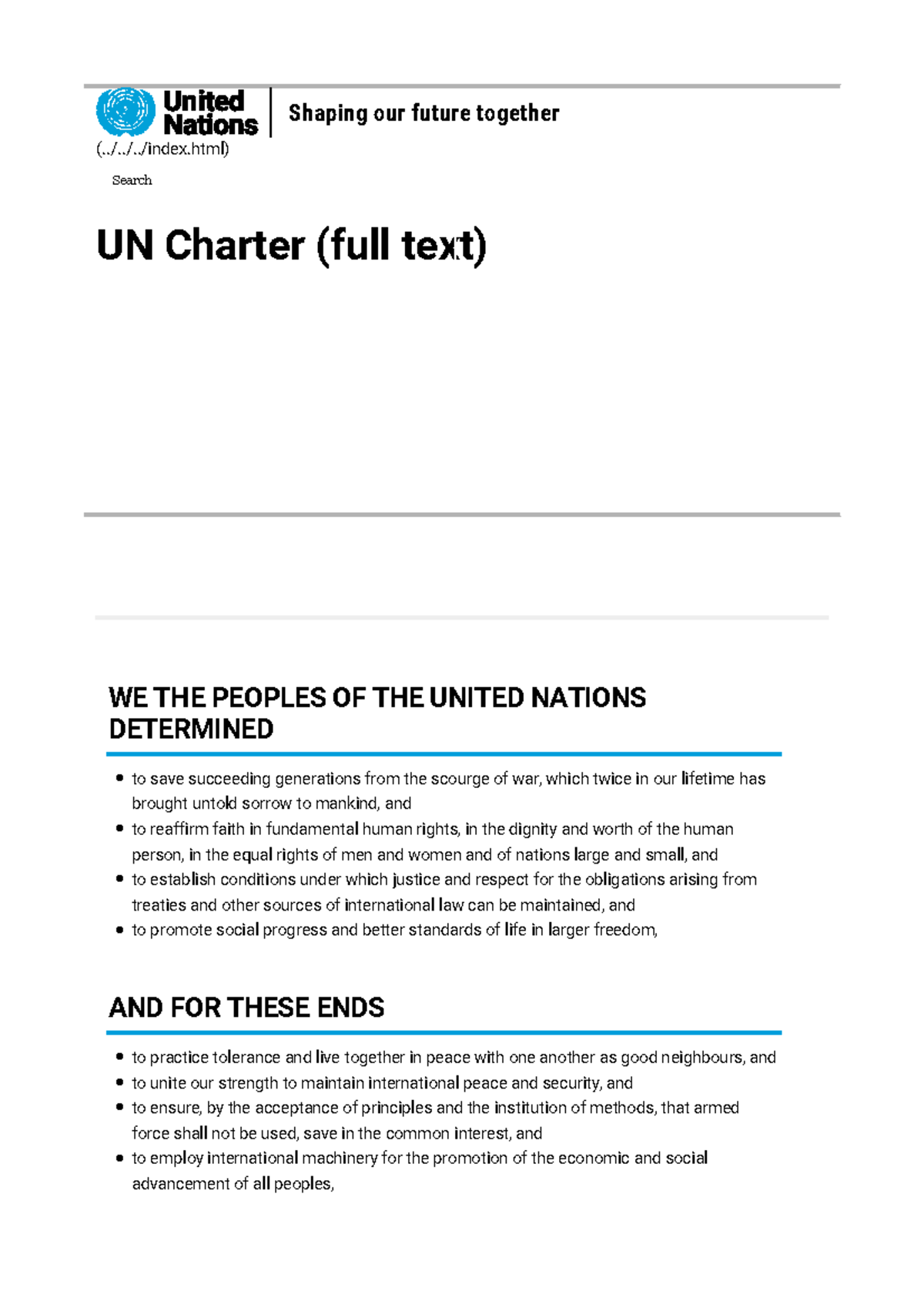 UN Charter - (../../../index) Shaping our future together UN Charter ...