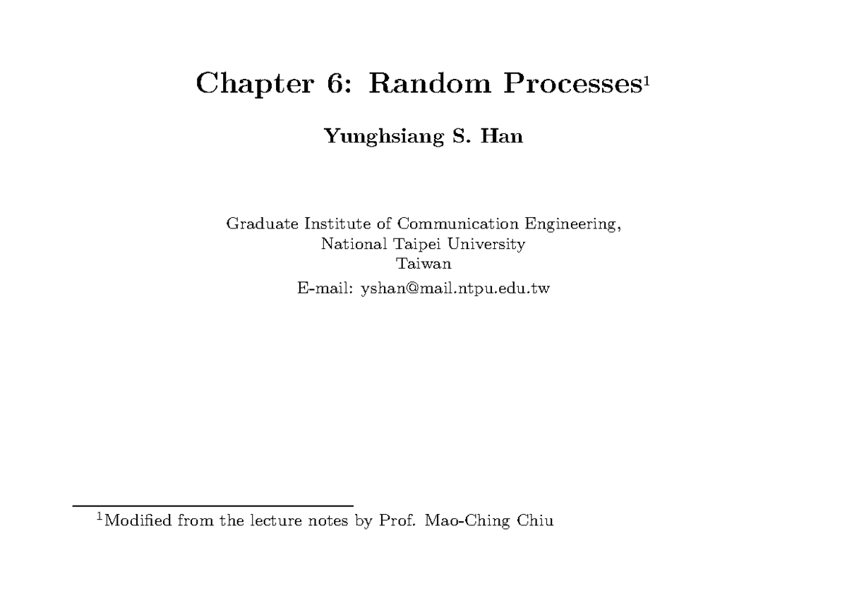 Chapter 6 han - phương pháp tính - Chapter 6: Random Processes 1 ...