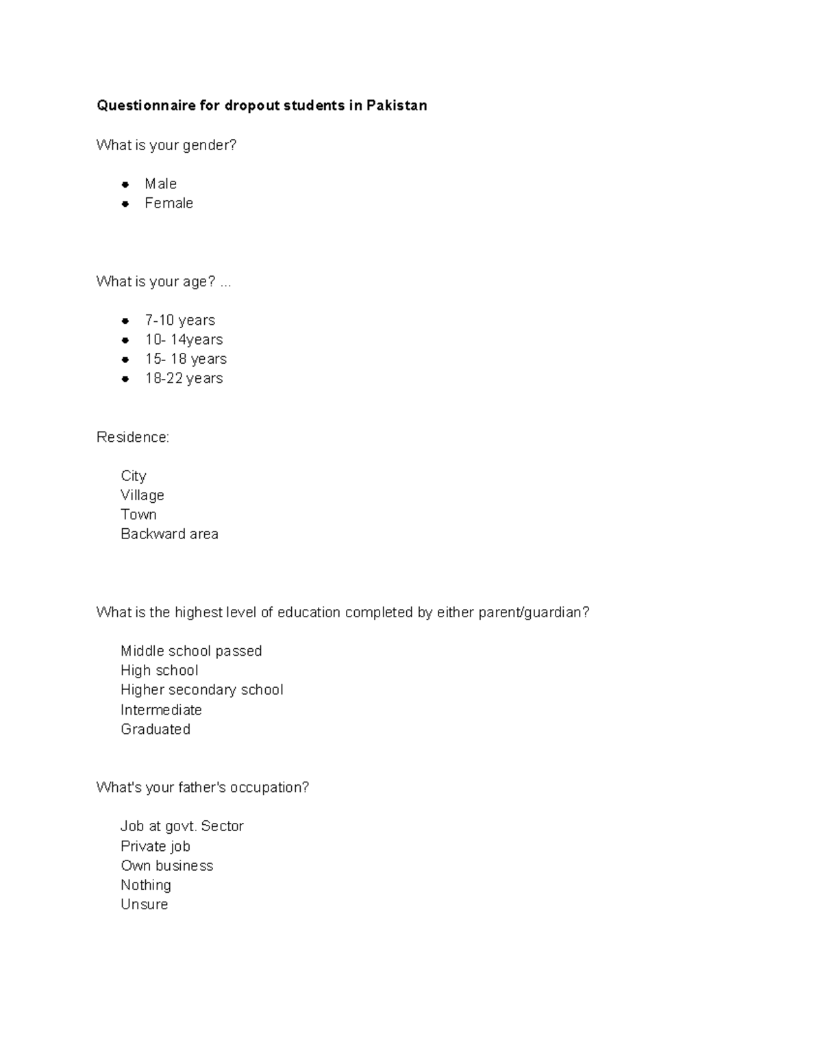Survey - BRAKE MEAN POWER NUMERICAL PROBLEMS - Questionnaire for ...