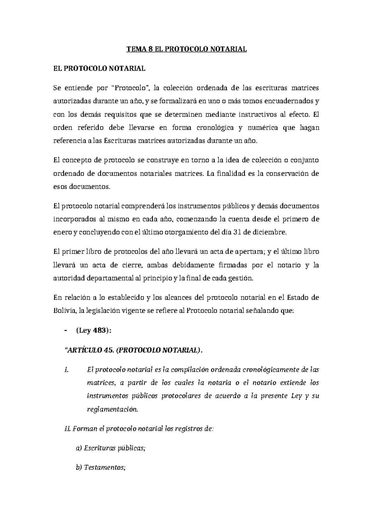 TEMA 8 Protocolo Notarial - TEMA 8 EL PROTOCOLO NOTARIAL EL PROTOCOLO ...