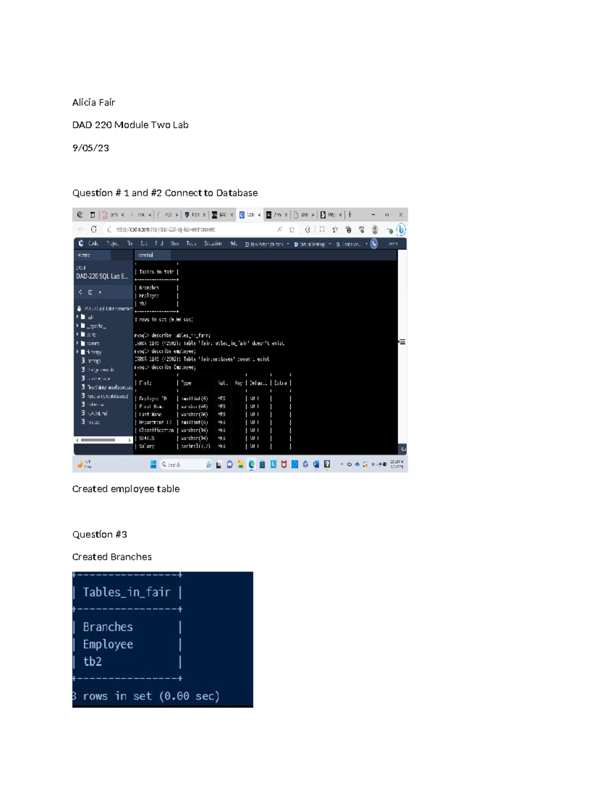 Module Two Creating Database - DAD-220 - Alicia Fair DAD 220 Module Two ...