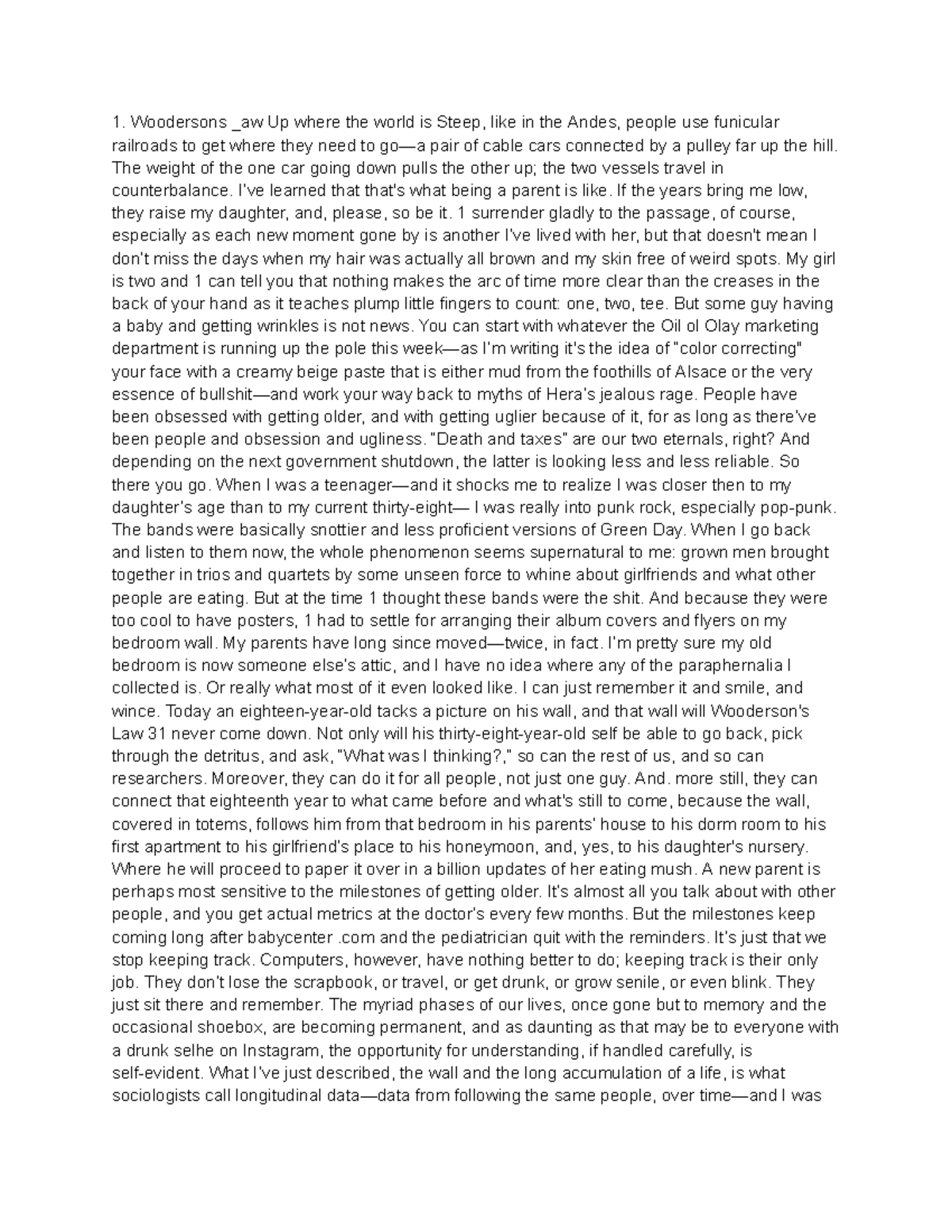 Dataclysm Chapter 1 - Woodersons _aw Up where the world is Steep, like ...