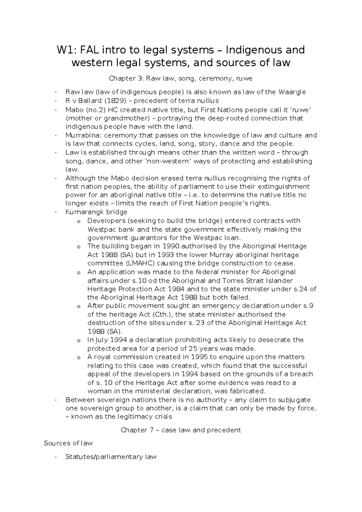 Week 1 intro to indigenous and english legal systems - W1: FAL intro to legal systems ...