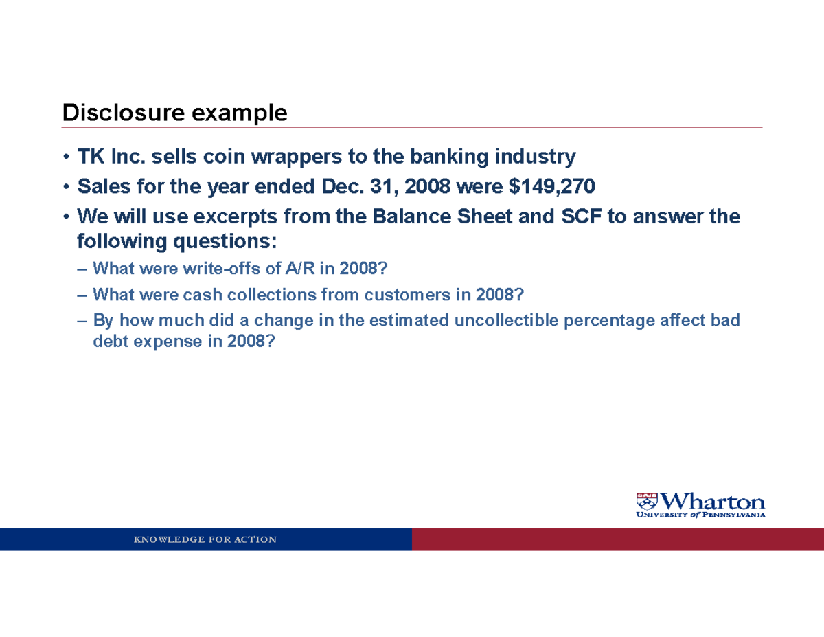 Slides 05-02 - KNOWLEDGE FOR ACTION Disclosure example • TK Inc. sells ...
