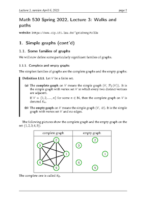 Lec1, simple graph - Math 530 Spring 2022, Lecture 1: Simple graphs website: - Studocu