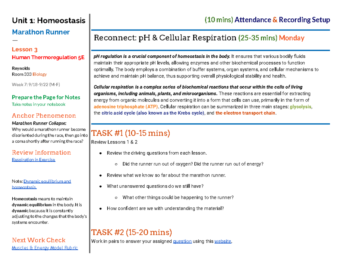 Bio U1 L3 Human Thermoregulation Week 6 - Unit 1: Homeostasis Marathon ...