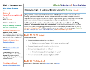 Lesson 1 Unit 1 Homeostasis Marathon Runner - Unit 1: Homeostasis ...