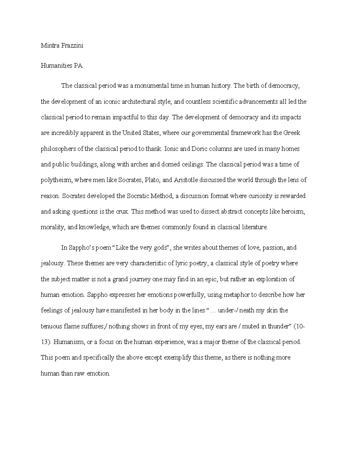 Humanities PA - passed 1st try - Mintra Frazzini Humanities PA The ...