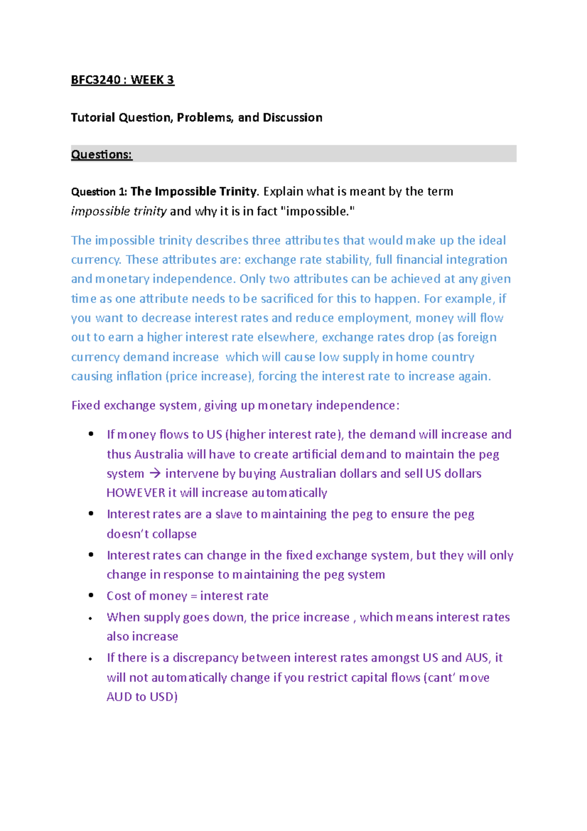 Week3 Question - Tute answers - BFC3240 : WEEK 3 Tutorial Question, Problems, and Discussion ...