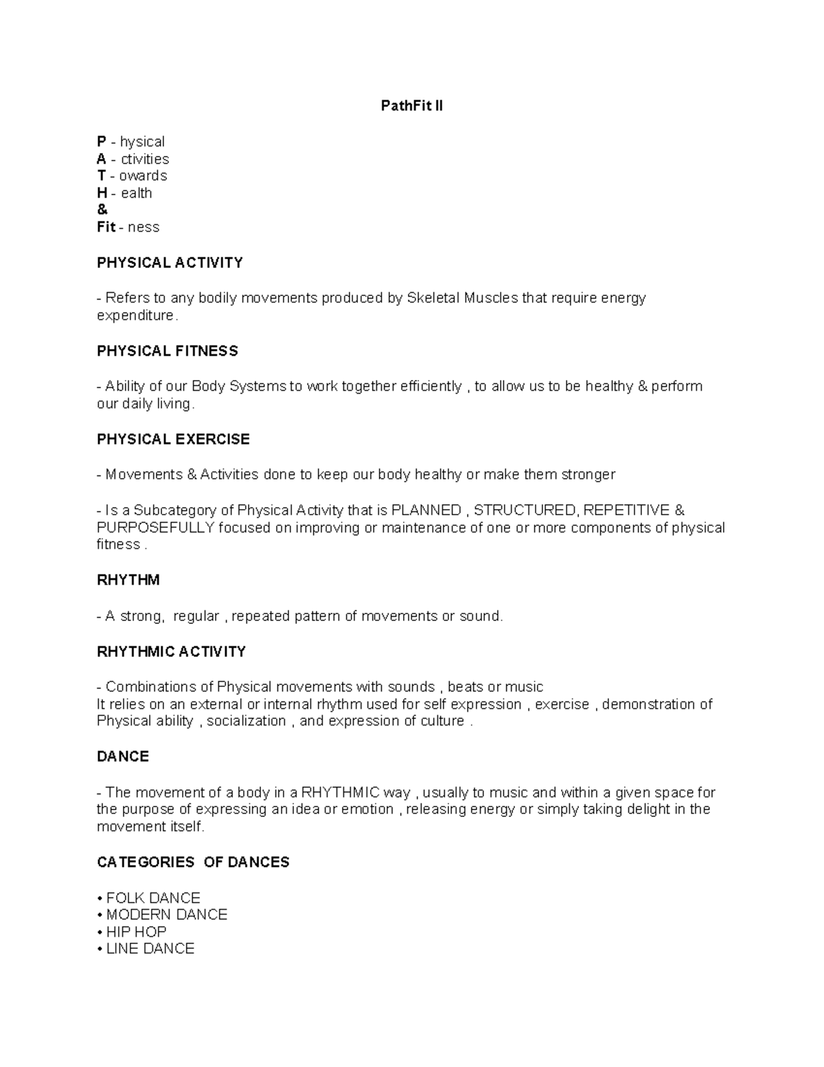 Pathfit 2 - PathFit II P - hysical A - ctivities T - owards H - ealth ...