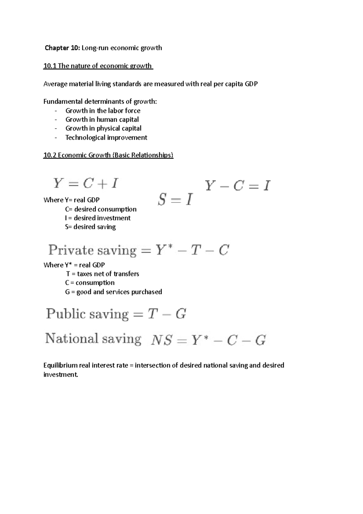Fiche chapter 10 econ - ECON 203 - Concordia - Studocu