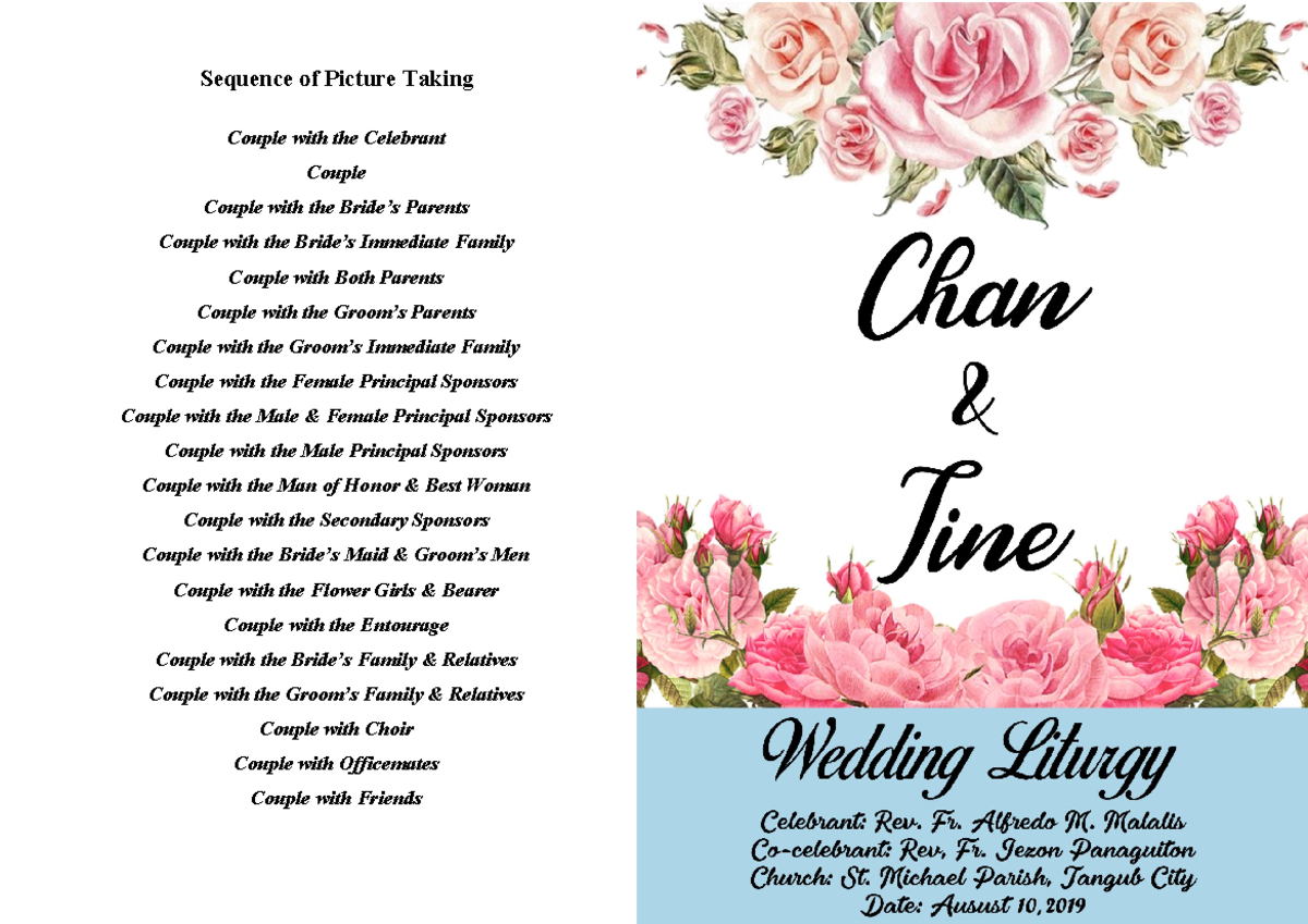 Wedding Liturgy Visayan Version - Sequence of Picture Taking Couple ...