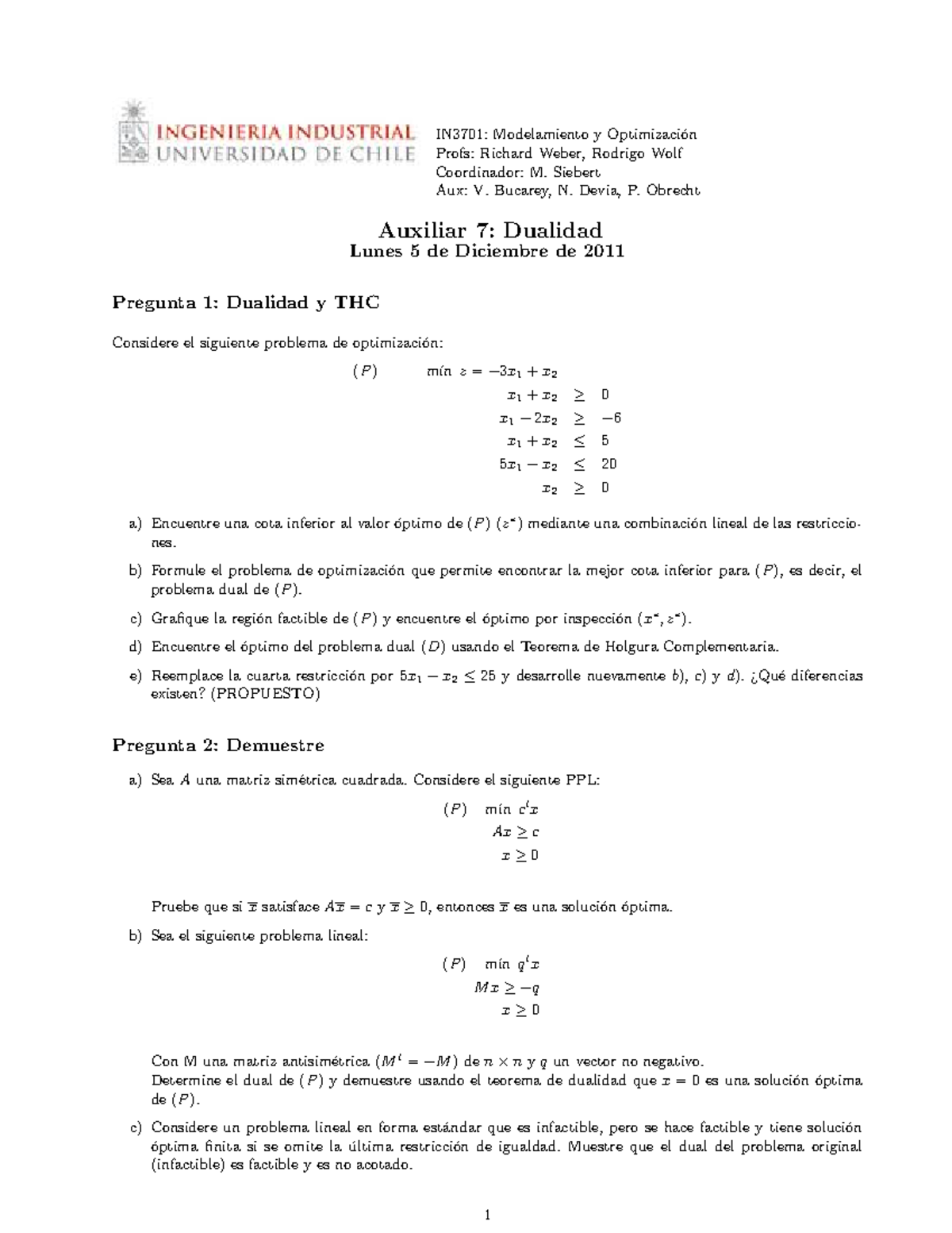 PROBLEMAS Y TEORIA DEL TEMA DE DUALIDAD - IN3701: Modelamiento y ...