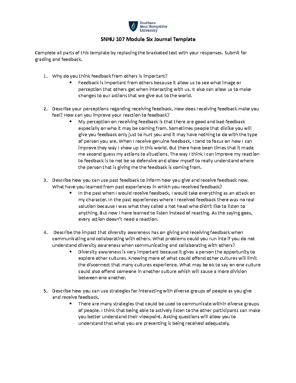 SNHU 107 Module Six Journal Template - SNHU 107 Module Six Journal ...