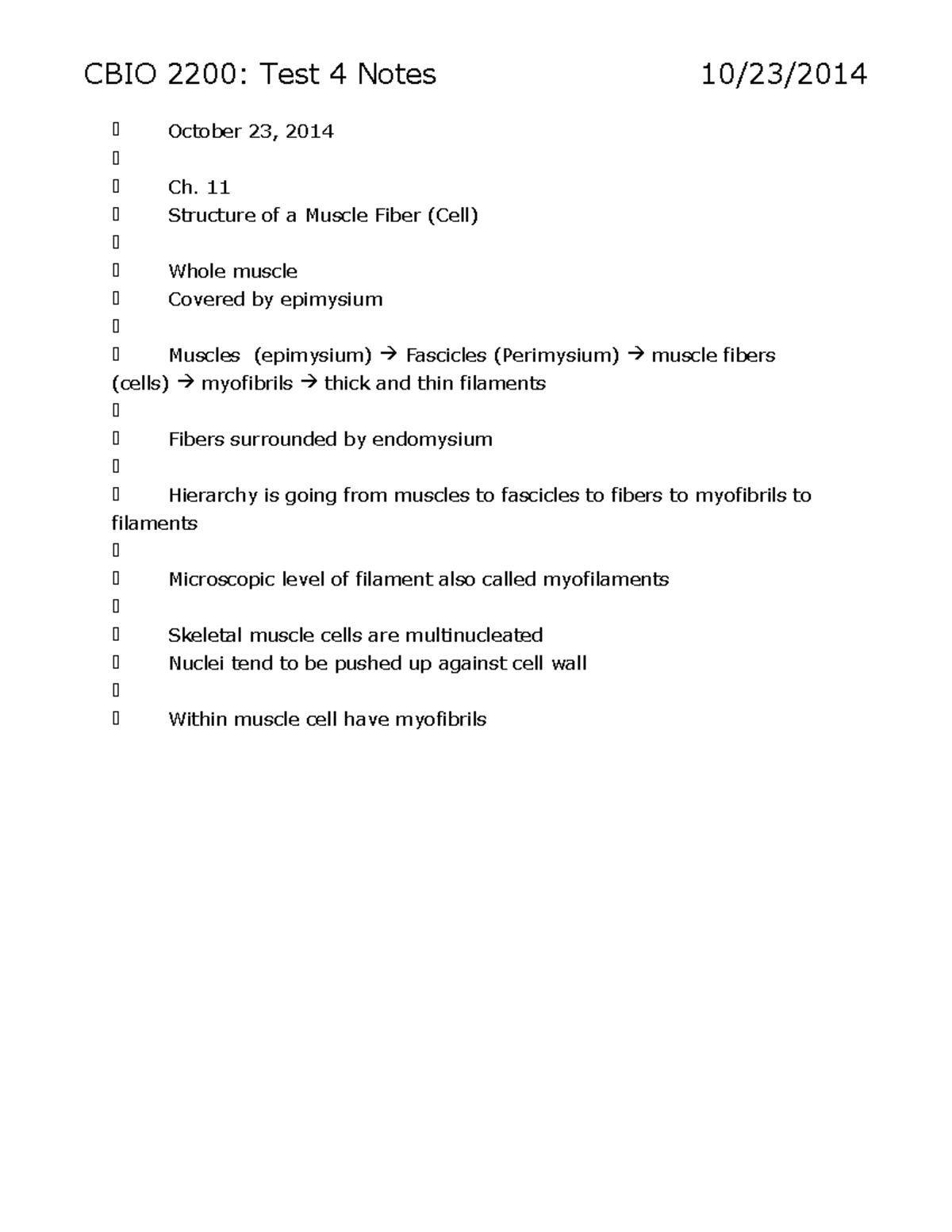 Test 4 Notes - Anatomy and Physiology - CBIO 2200: Test 4 Notes 10/23 ...