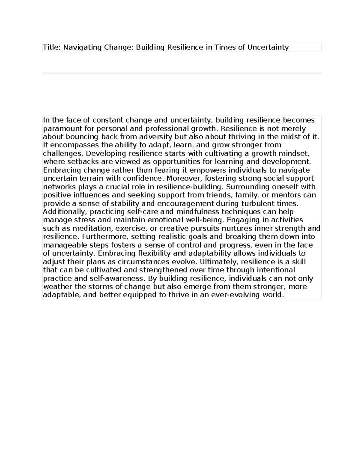 Student concept 2 - Title: Navigating Change: Building Resilience in ...
