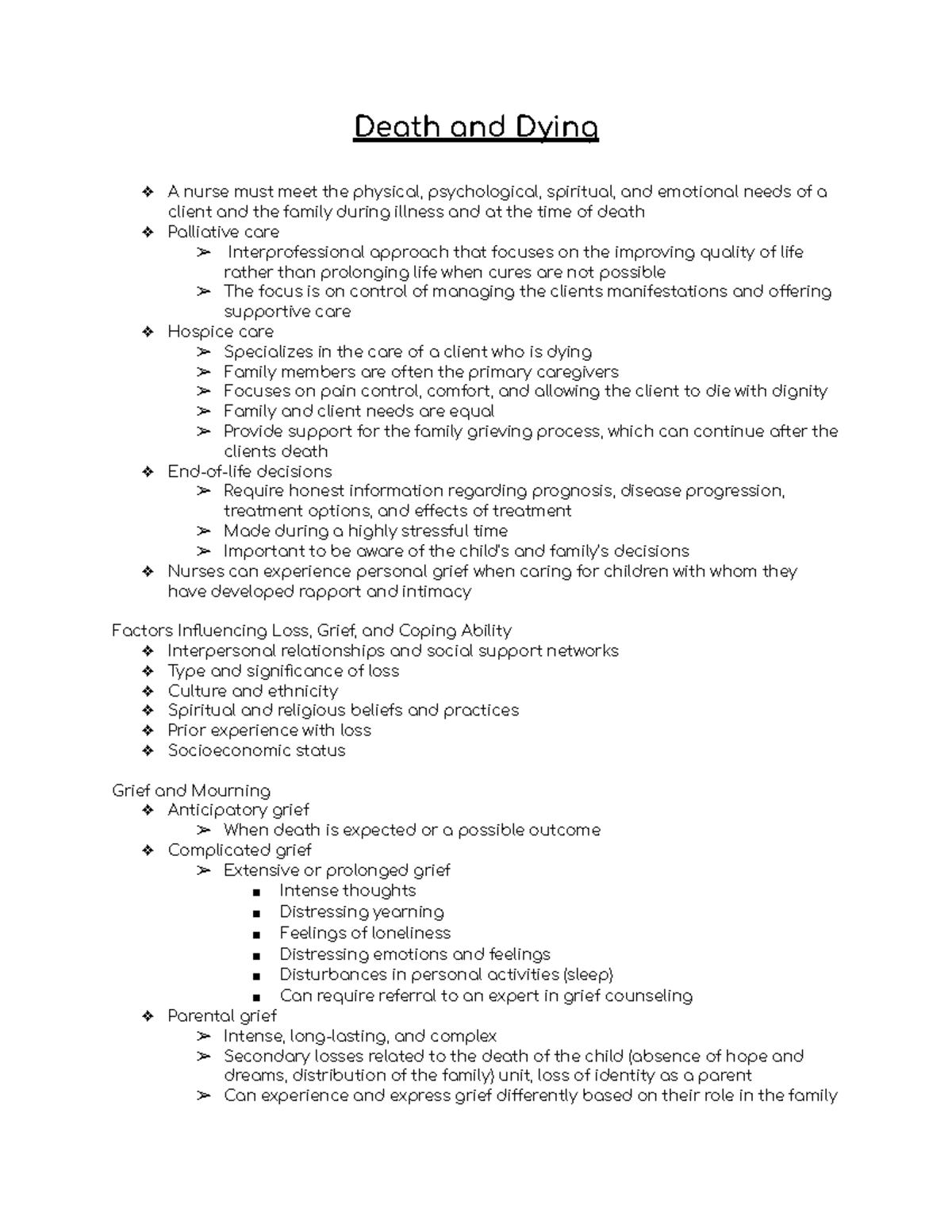 Pediatric Death and Dying - Death and Dying A nurse must meet the ...