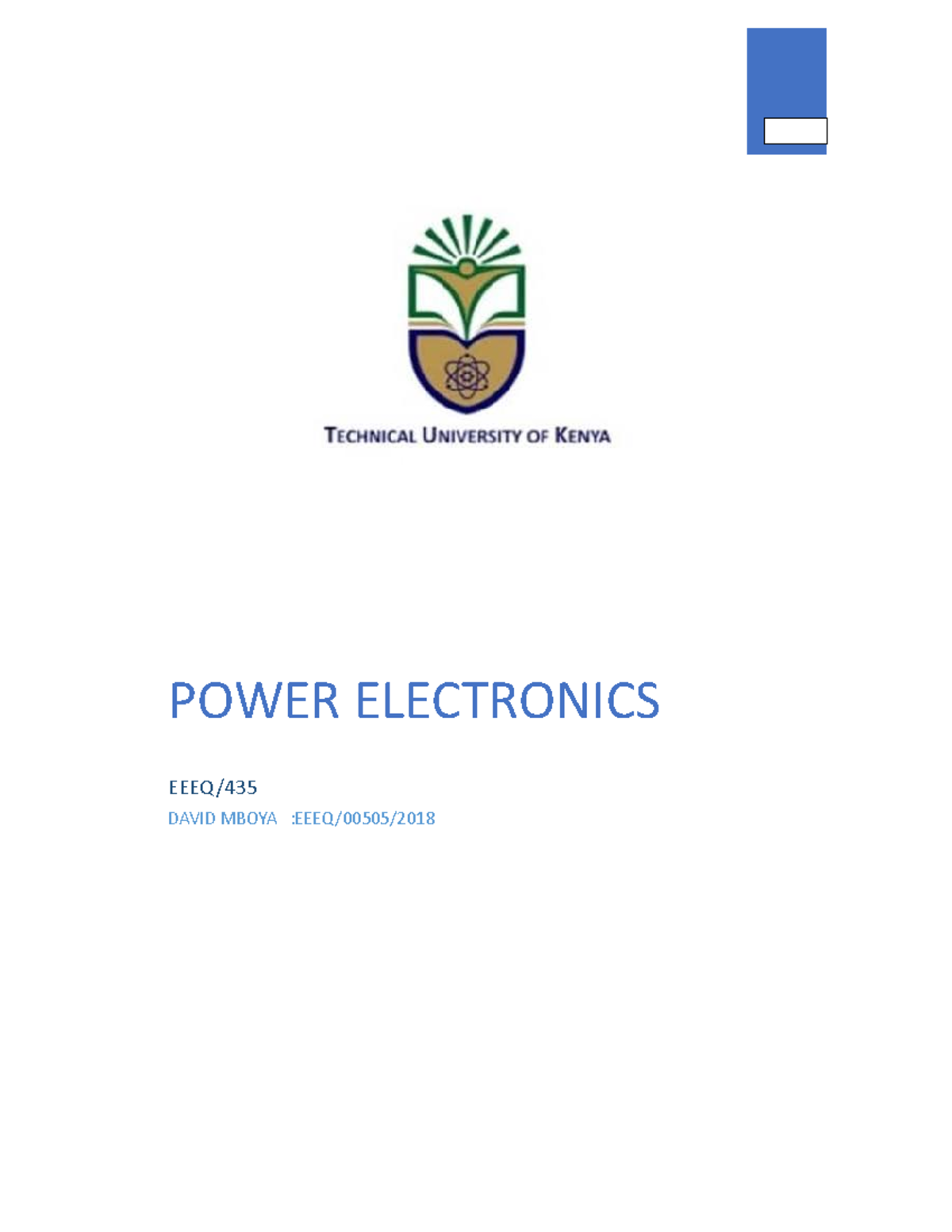 Assignment One - Methods of Turning off an SCR - POWER ELECTRONICS EEEQ/ DAVID MBOYA :EEEQ/00505 ...