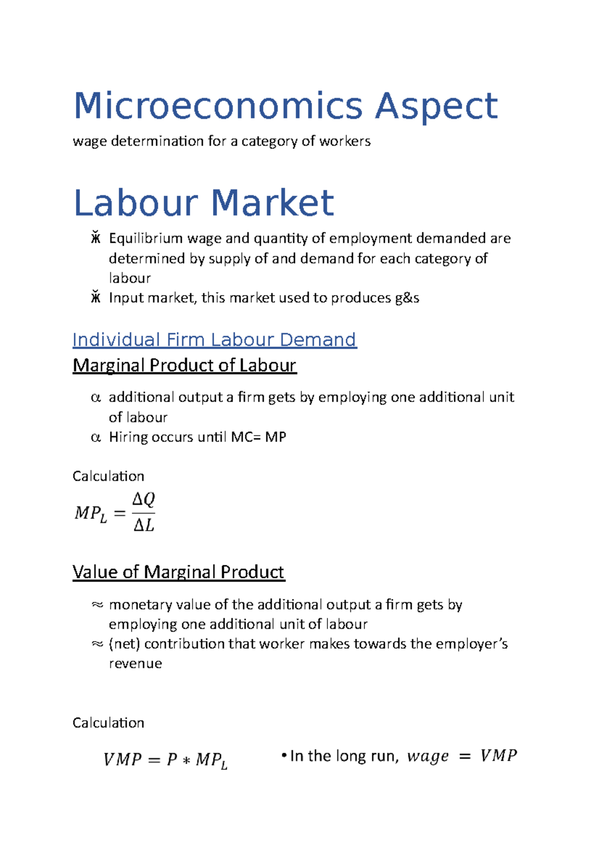 3.0 Micro Labour Market - Microeconomics Aspect wage determination for ...