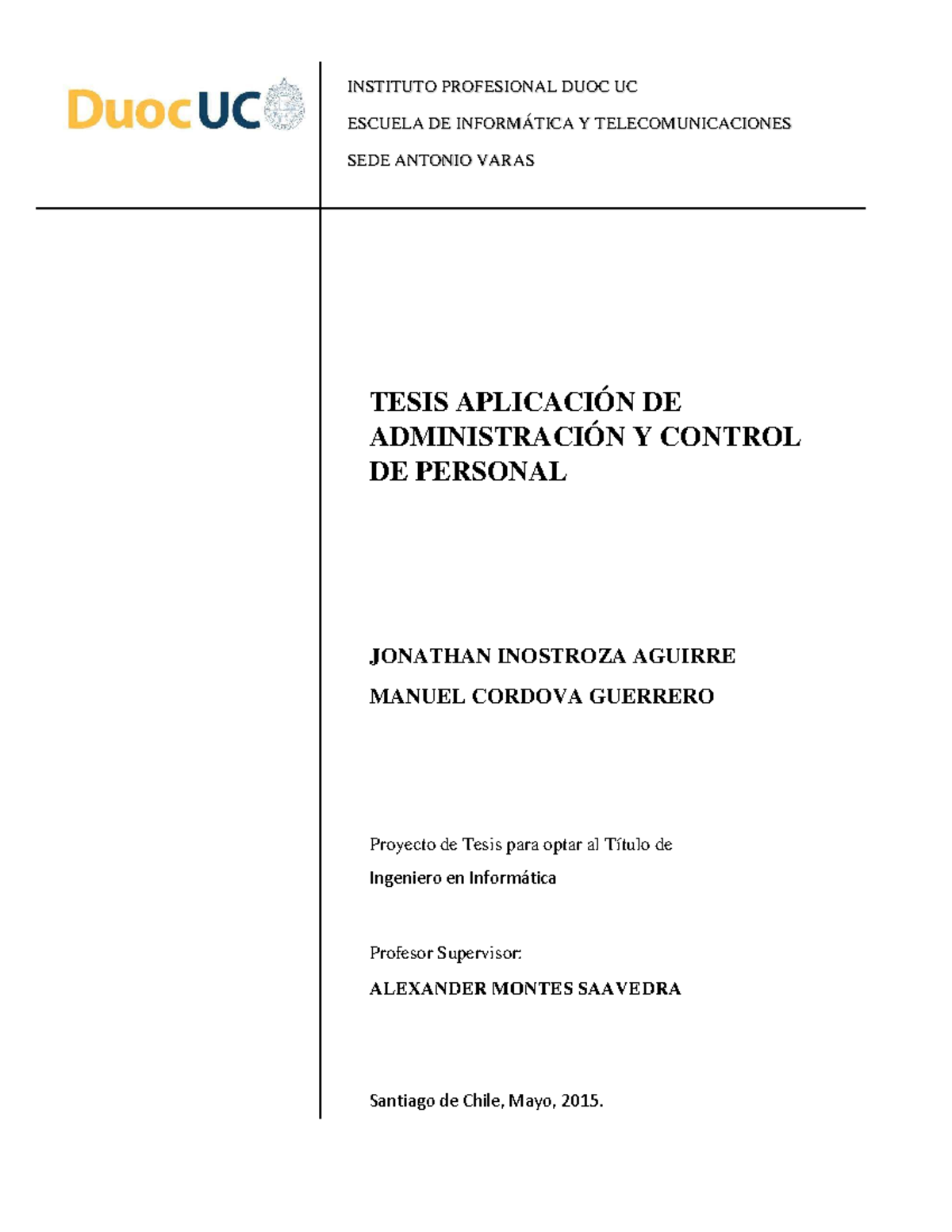 Instituto Profesional DUOC UC Escuela DE - INSTITUTO PROFESIONAL DUOC ...