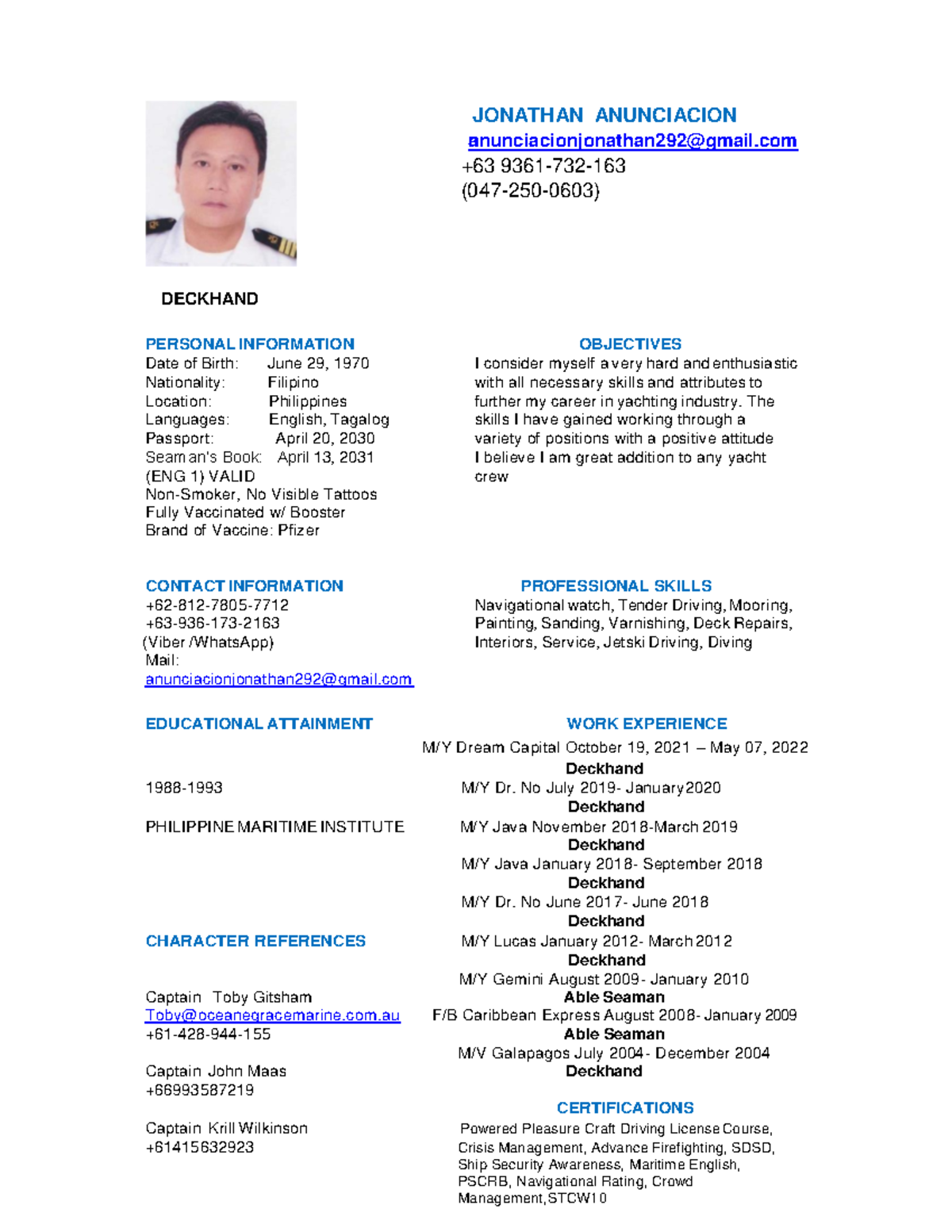 New CVnew CV 1 - reviewer - DECKHAND JONATHAN ANUNCIACION annunciacionjonathan292@gmail +63 ...