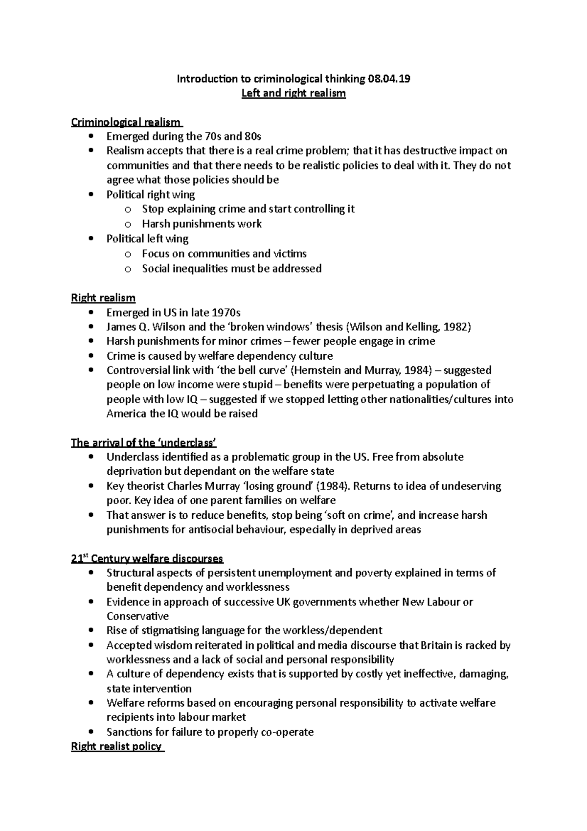 11.Left:Right Realism - Introduction to criminological thinking 08 ...