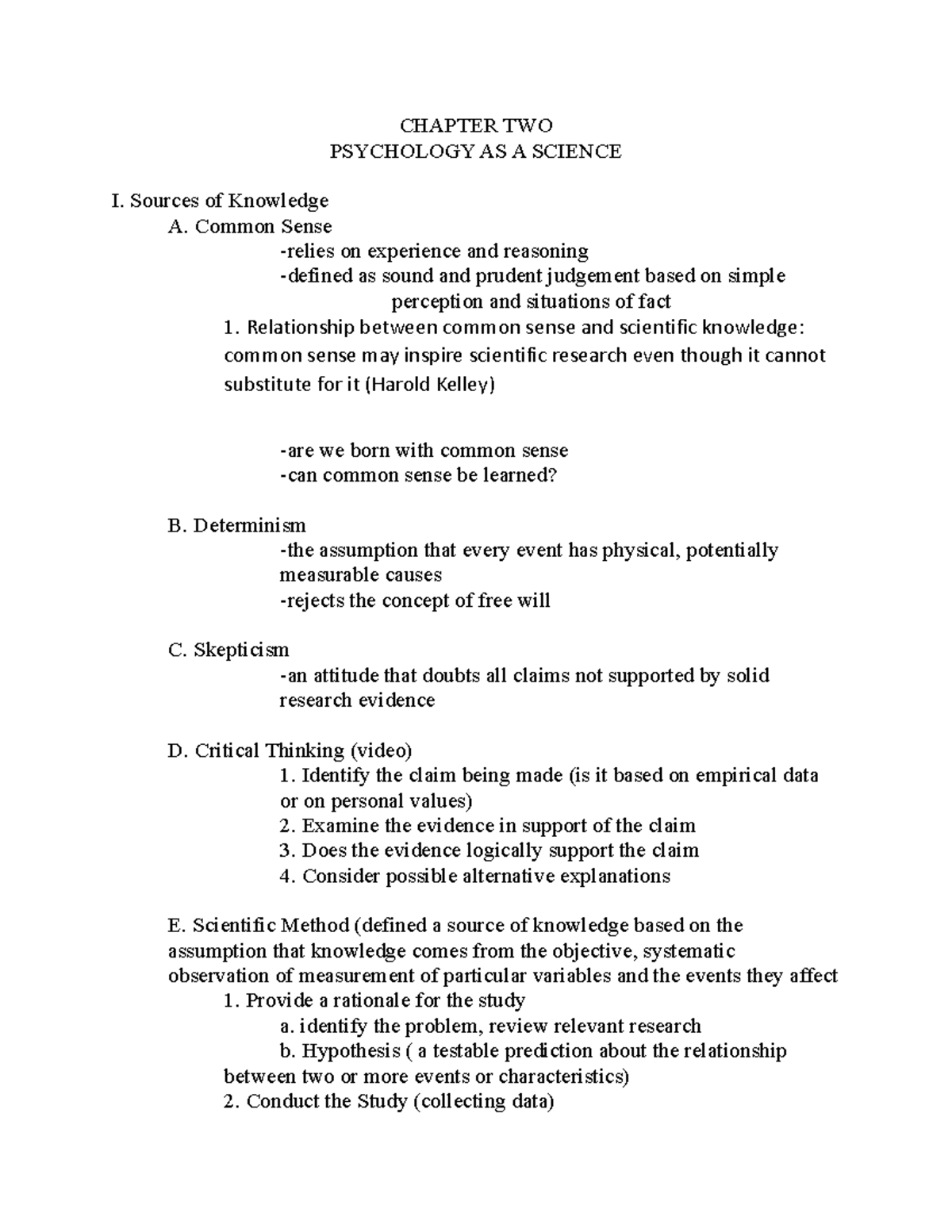 Chapter Two Notes - it provides the principals of psychology - CHAPTER ...