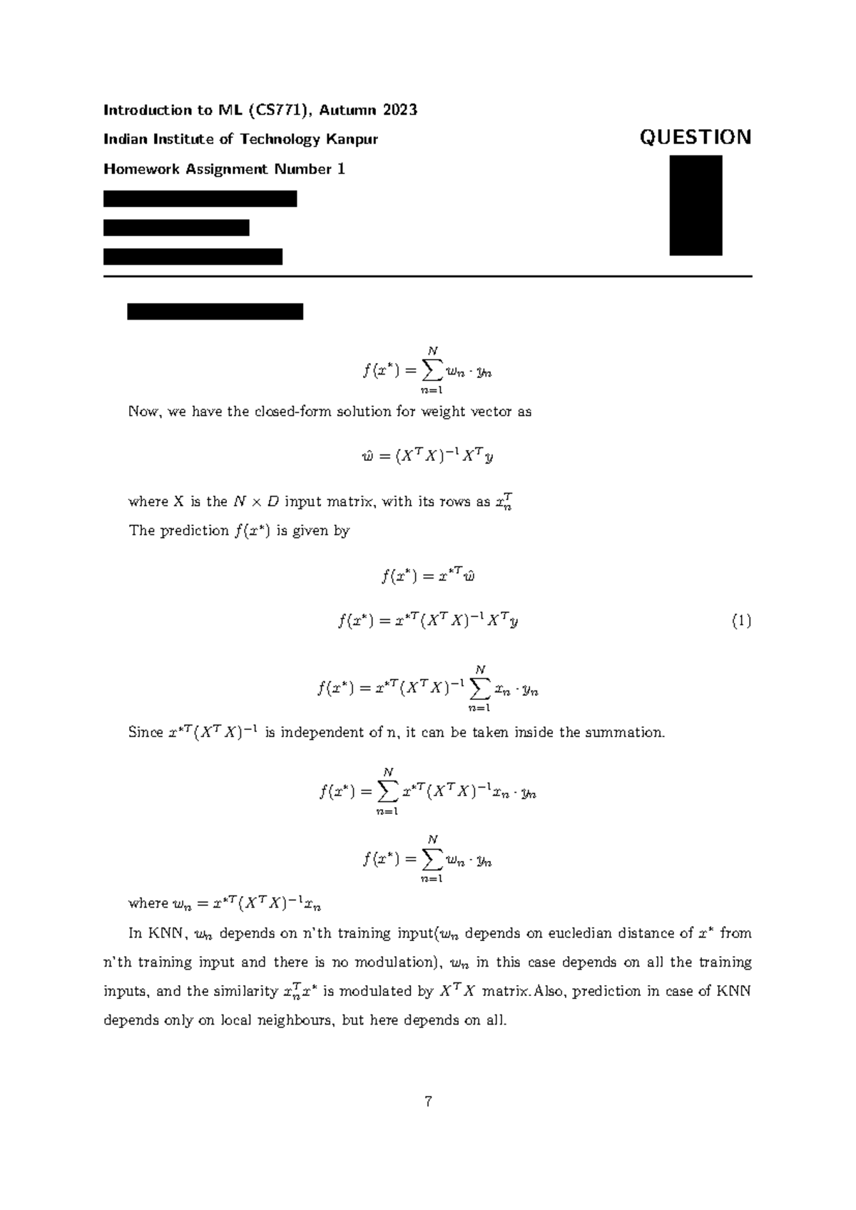 PP2-Q6-sol - solution - Introduction to ML (CS771), Autumn 2023 Indian Institute of Technology ...