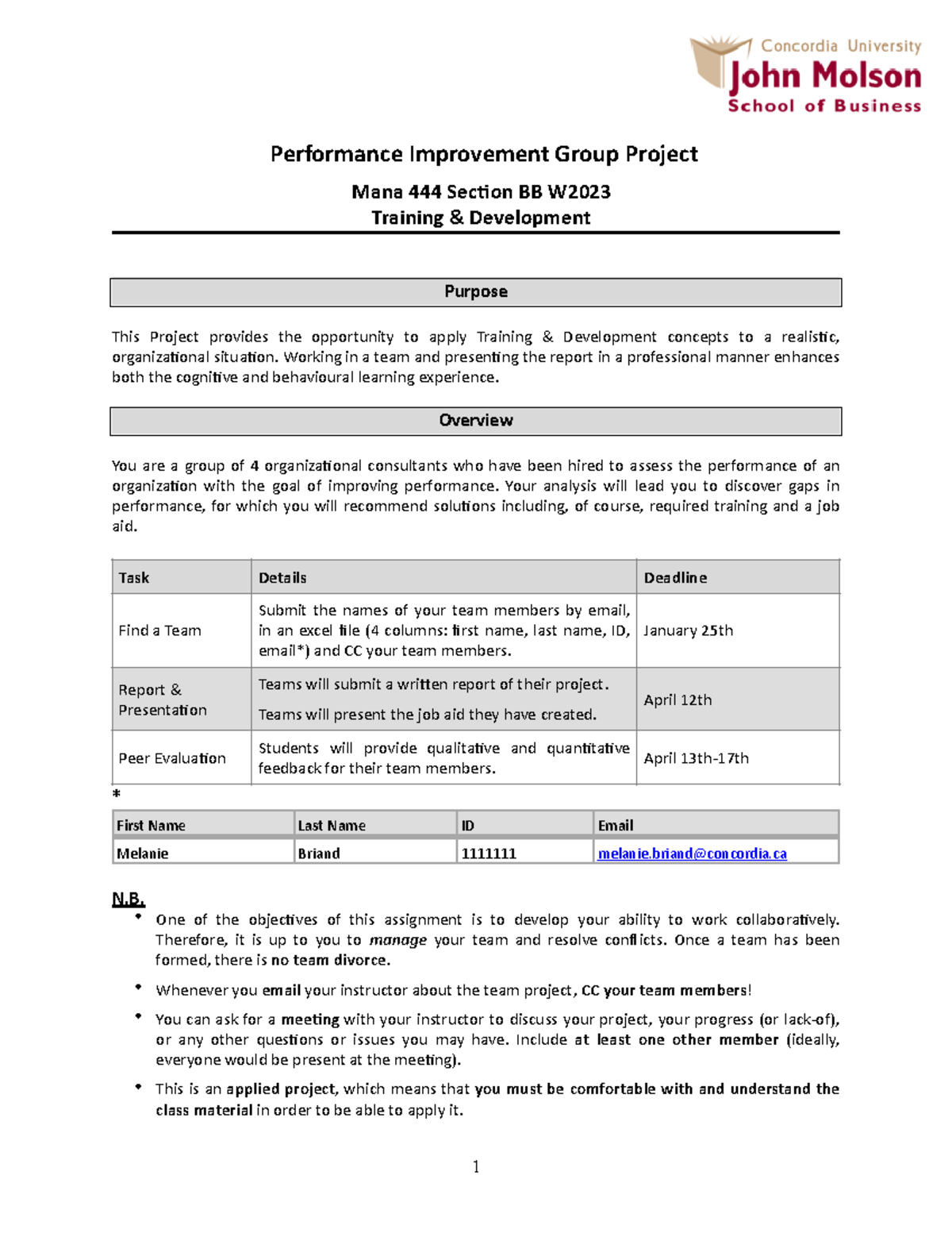 Group Project BB W2023 - Performance Improvement Group Project Mana 444 ...