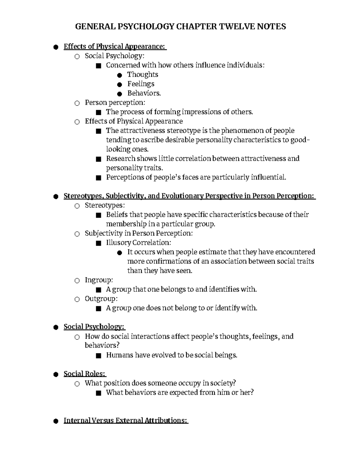 General Psychology Chapter Twelve Notes - Effects of Physical ...