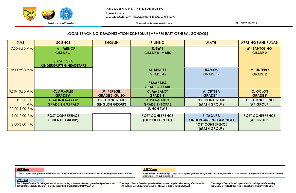 Local-AND- Final-DEMO-Schedule - Aparri Campus COLLEGE OF TEACHER ...