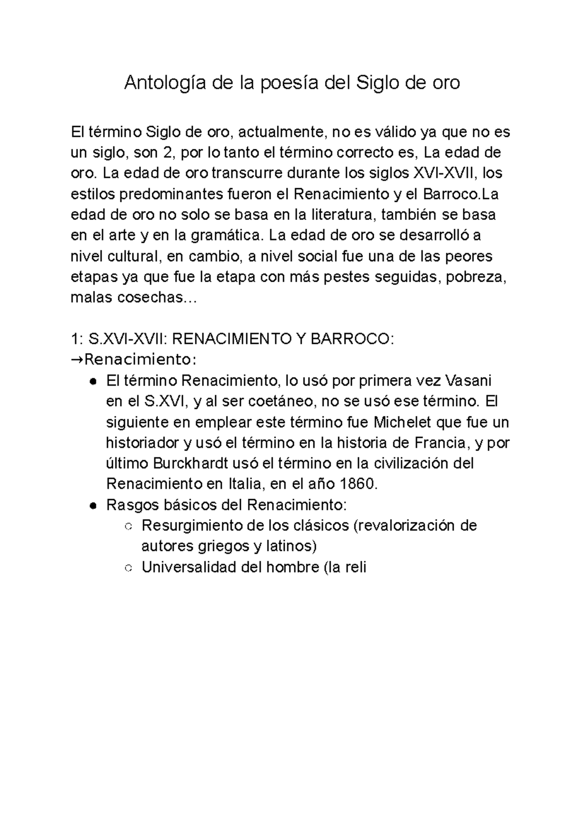 Literatura castellana - Antología de la poesía del Siglo de oro El ...