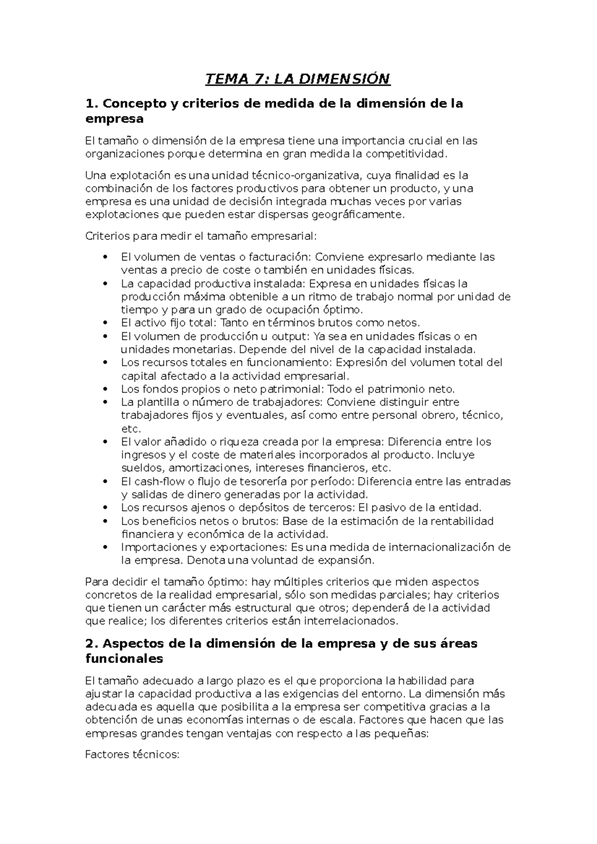 Tema 7 Fundamentos. La Dimensión - TEMA 7: LA DIMENSIÓN 1. Concepto y ...