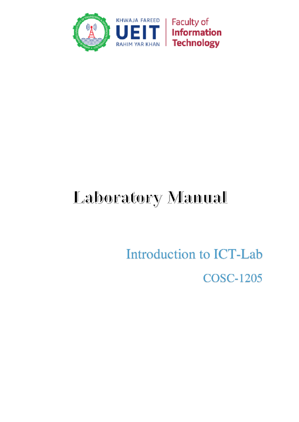 Introduction to ICT-Lab - Introduction to ICT-Lab COSC- FUNDAMENTALS OF ICT LAB ...