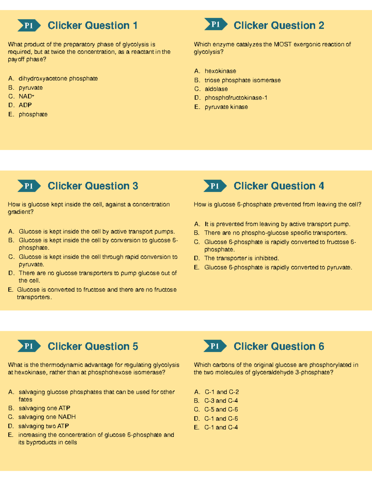 Study unit 1 - iclicker questions - Clicker Question 1 What product of ...