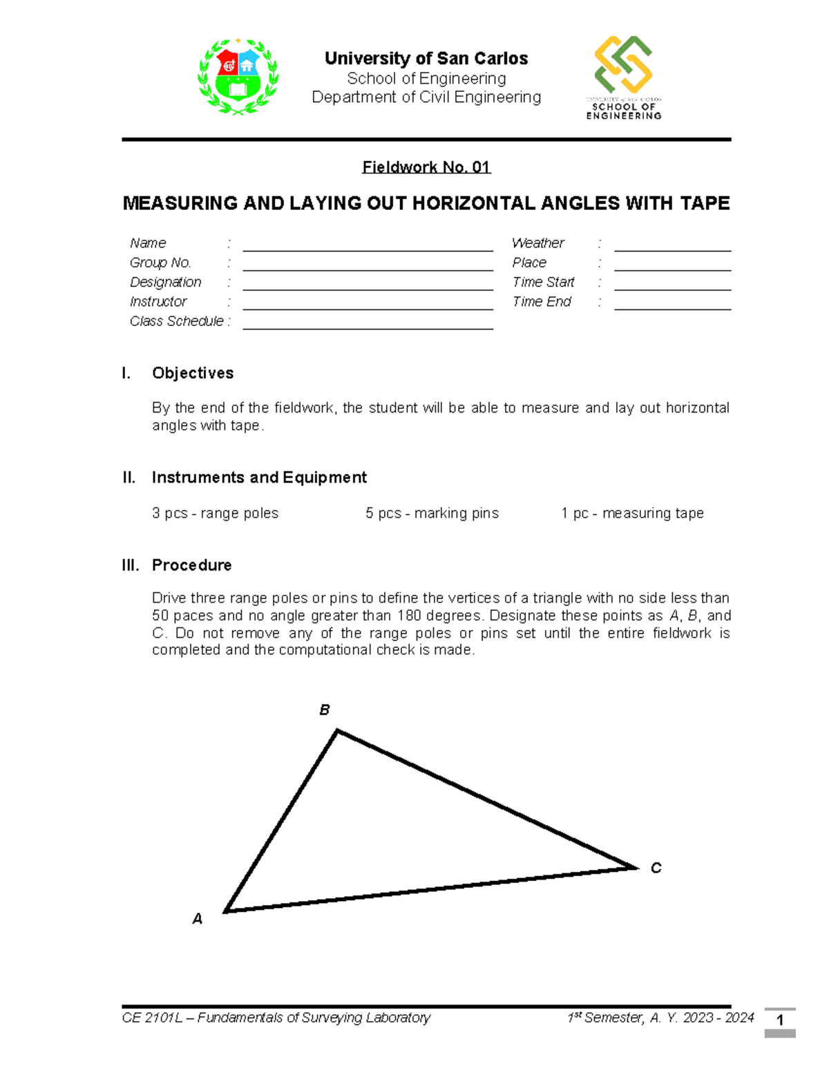 FW 1 - Measuring and Laying Out Horizontal Angles with Tape - School of ...