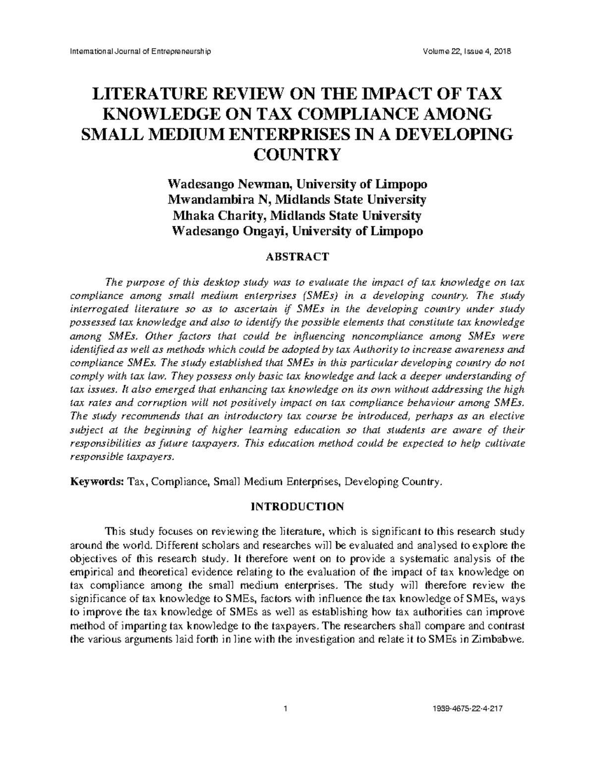 Literature review impact of tax knowledge tax compliance among small ...