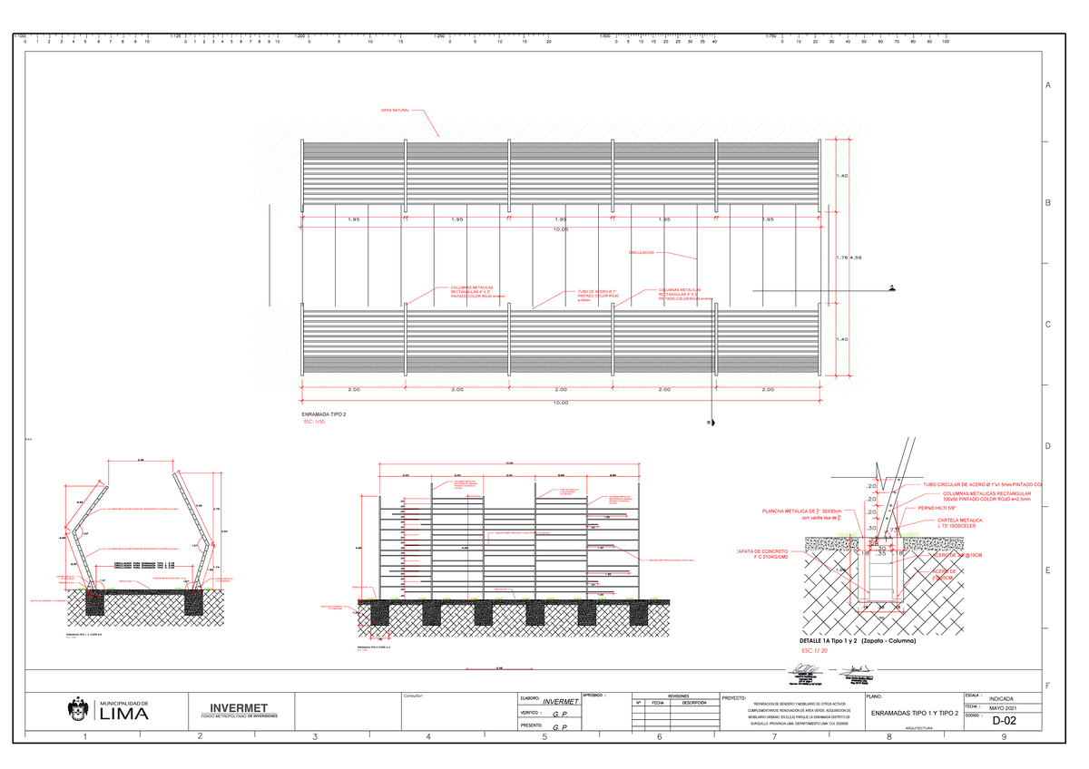 Plano Invermet Enramada estructura metálica - ENRAMADA TIPO 2 CORTE A-A ...