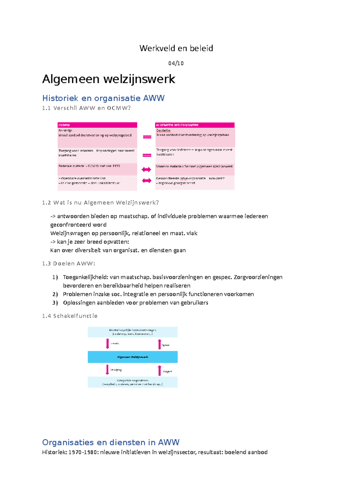 Werkveld en beleid 04.10 algemeen welzijnswerk - Werkveld en beleid 04 ...