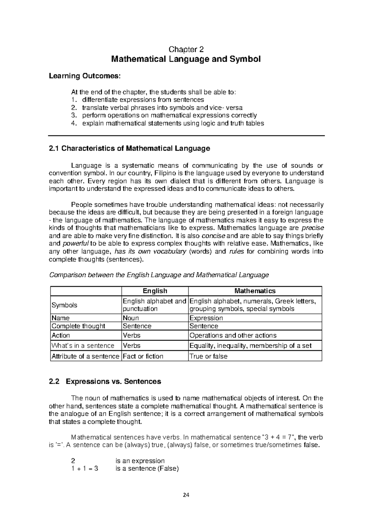 Cat SU's Mathematics 2 - Chapter 2 Mathematical Language and Symbol ...