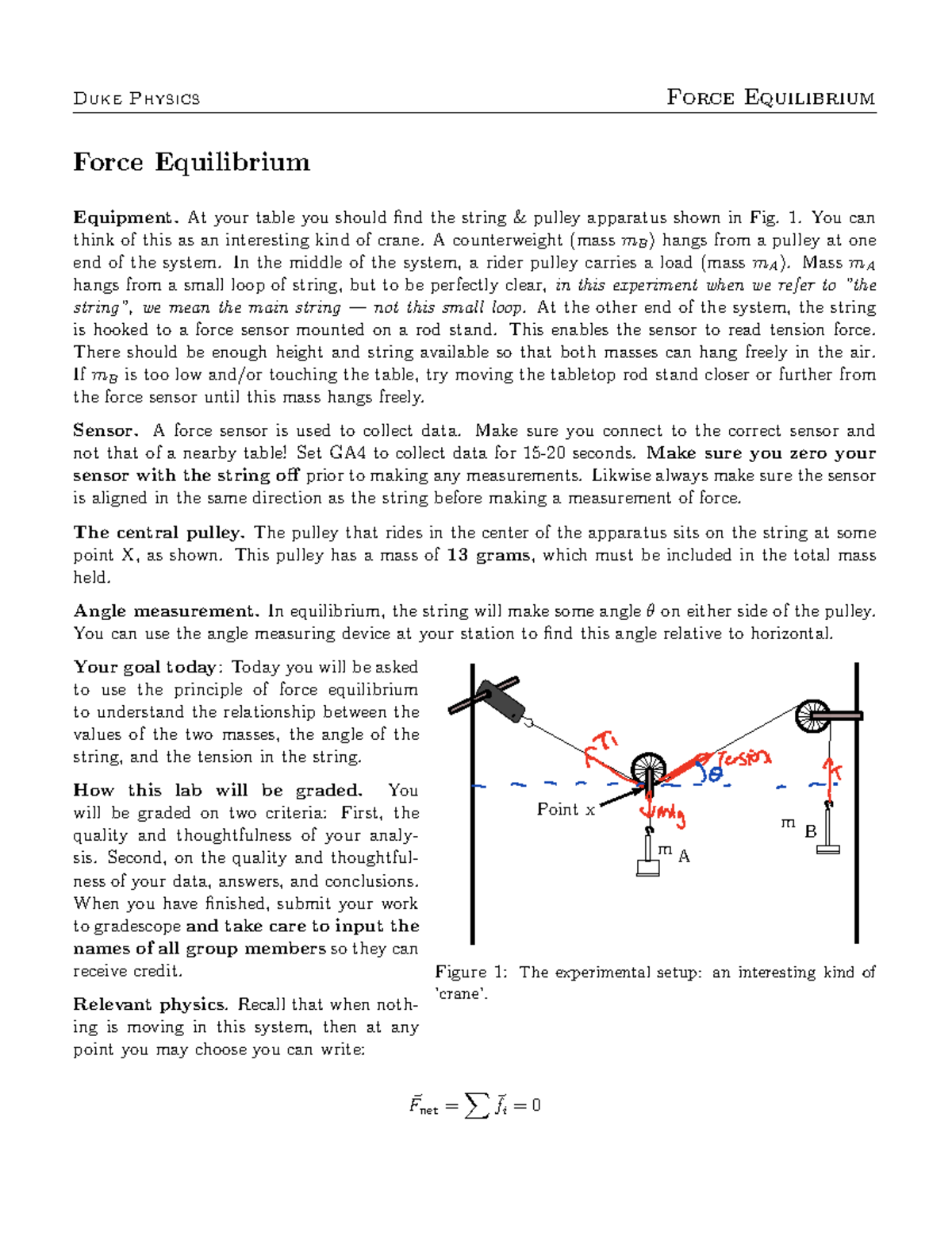 Force Balance Sp2019 modernized V 2 - Duke Physics Force Equilibrium ...
