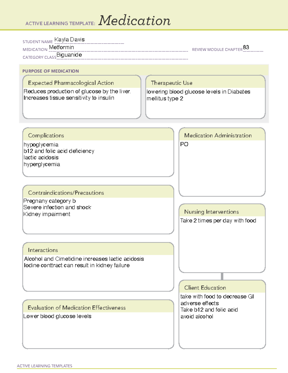 Metformin template - med surg - ACTIVE LEARNING TEMPLATES Medication ...
