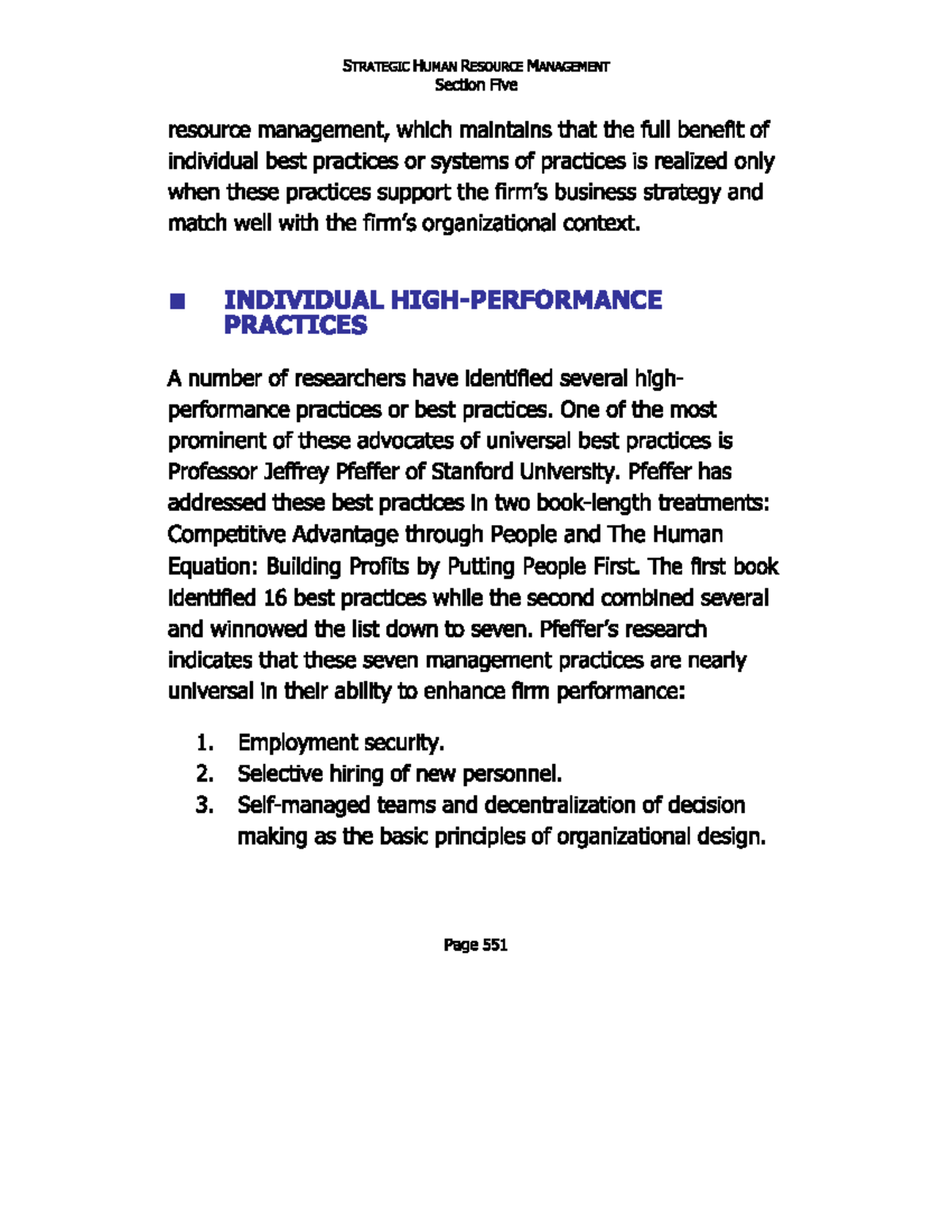 Individual HIGH- Performance Practices - Human Resource Management ...