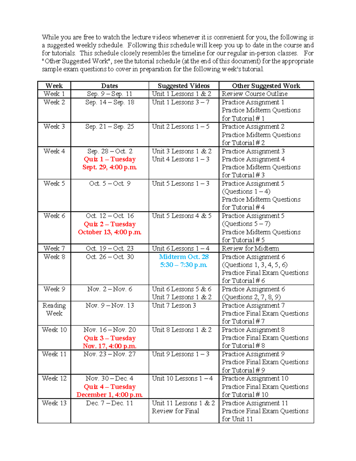 STAT 1000 Schedule A07 - GOOD - While you are free to watch the lecture ...