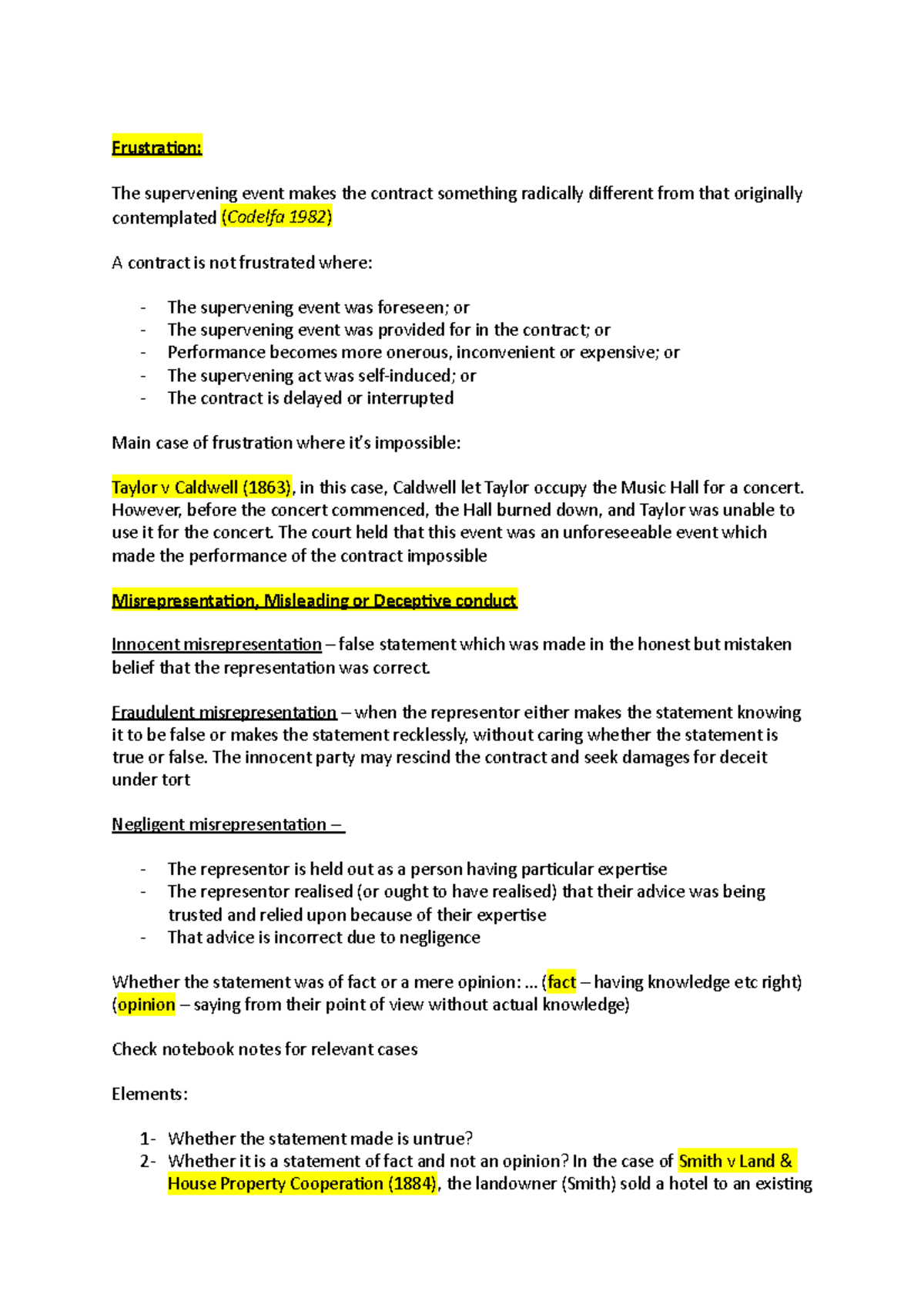 Frustration, Misleading or deceptive conduct & Undue Influence ...