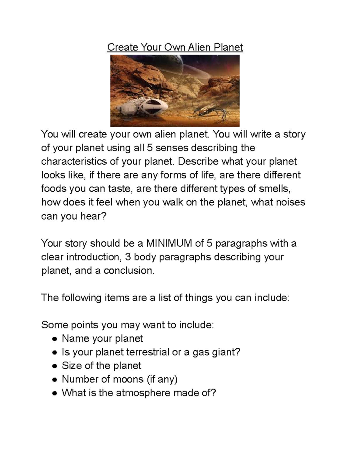 Alien Planet Story Design Using Your Senses - Create Your Own Alien ...