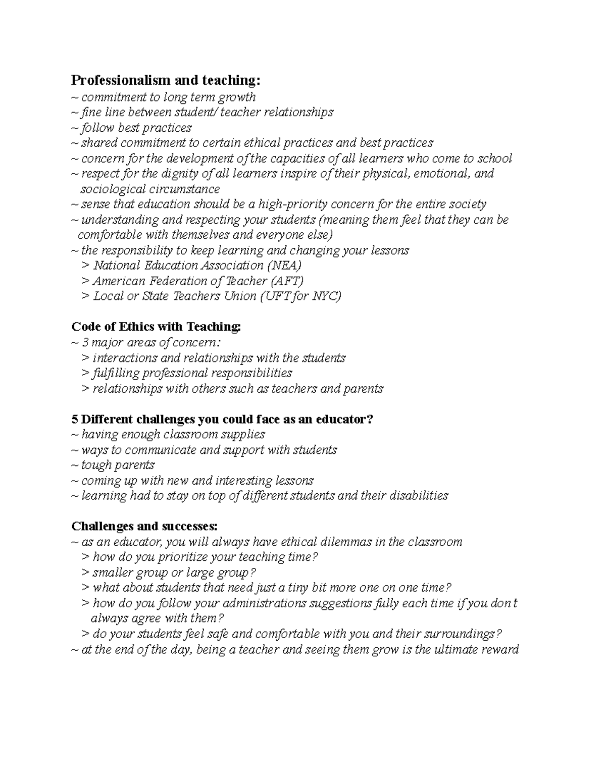 EDU-1000 - Kate Ross - Professionalism and teaching: ~ commitment to ...