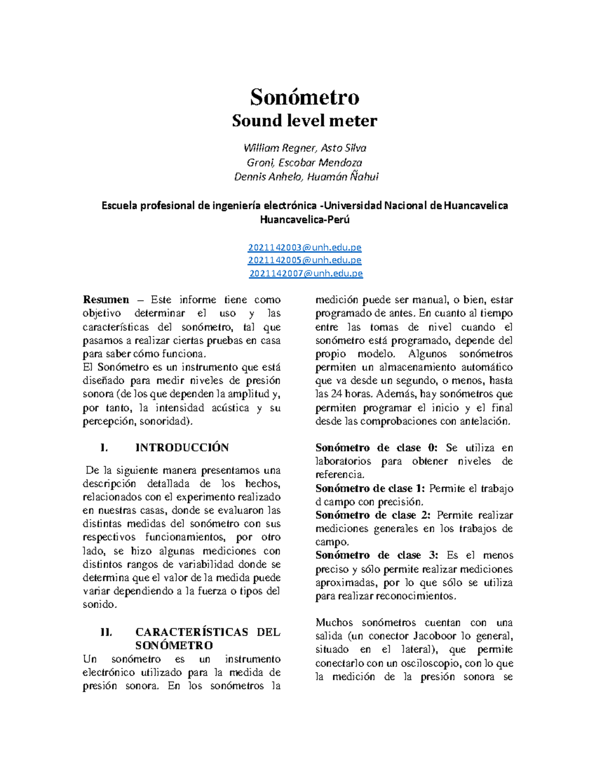 Sonómetro - informe good - Sonómetro Sound level meter William Regner ...