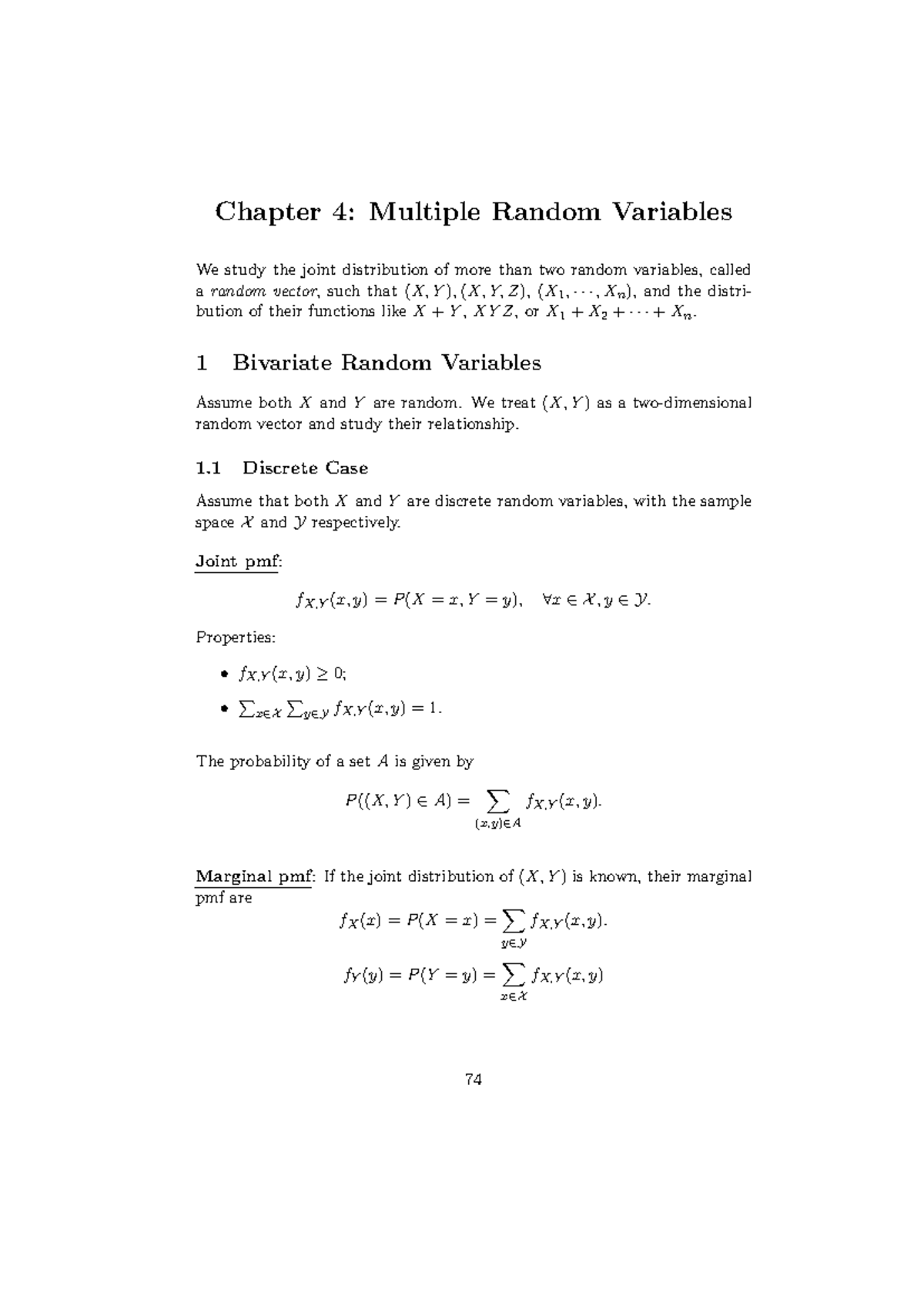 Chap4 of STAT564 Therory of Probability - Chapter 4: Multiple Random Variables We study the ...