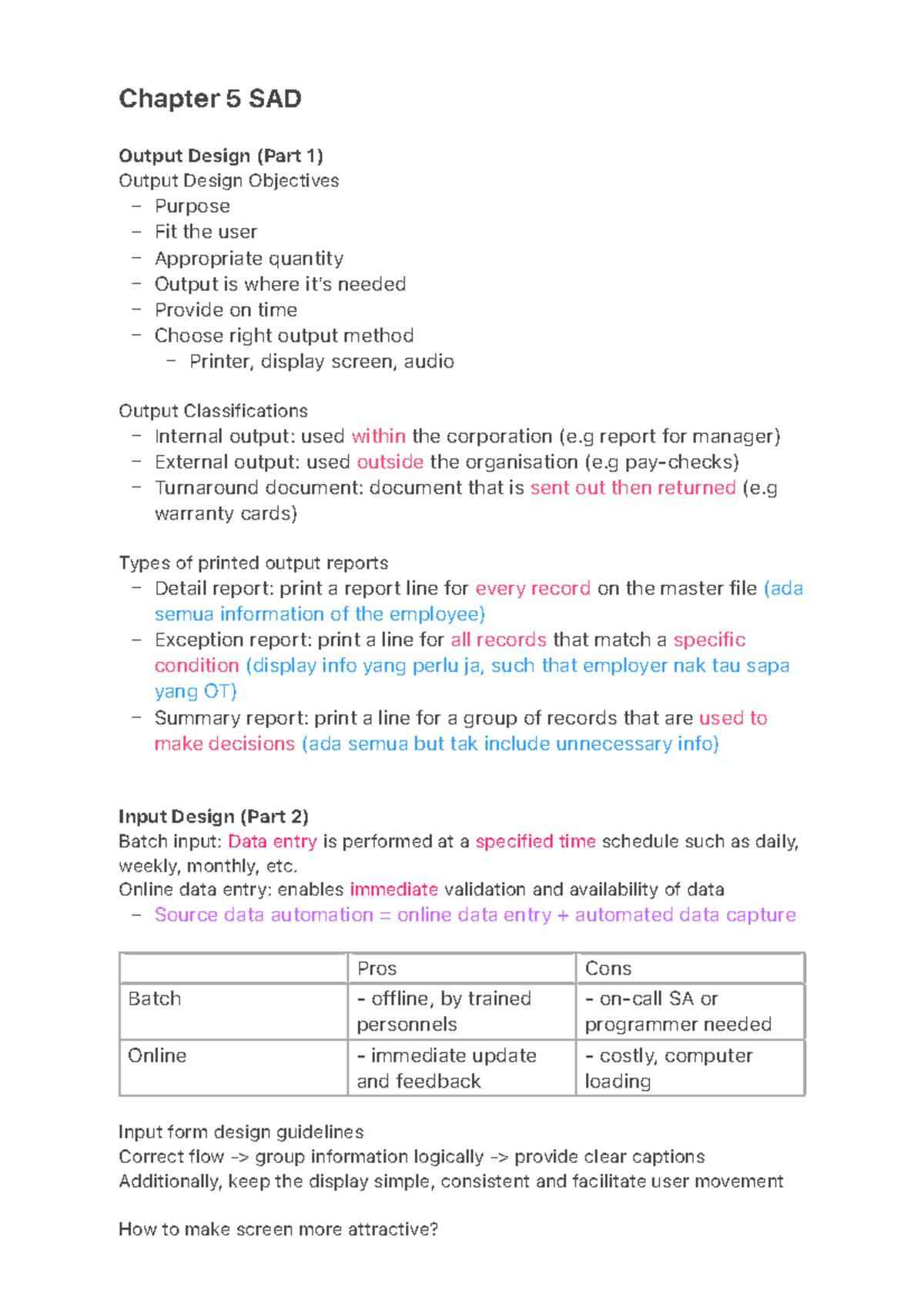 Chapter 5 SAD - Notes for SAD - – – – – – – – – – – – – – Chapter 5 SAD ...